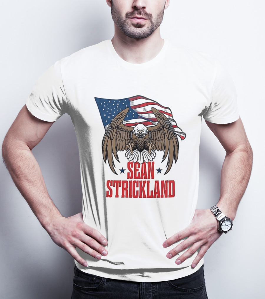 Sean Strickland Eagle With American Flag T-Shirt