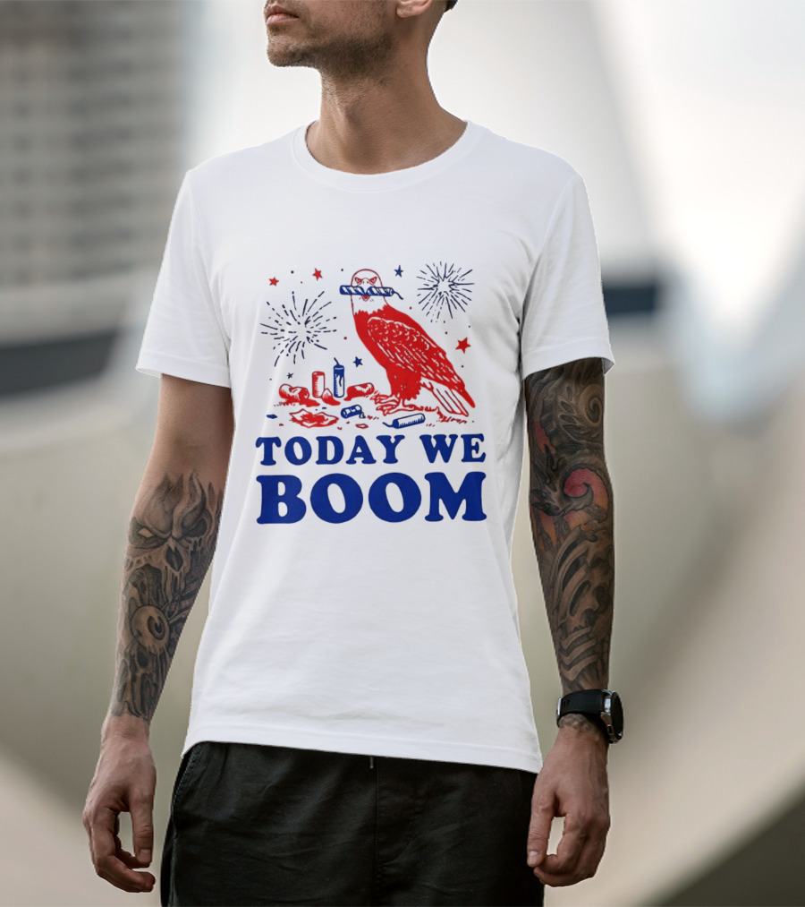 Today We Boom Bald Eagle Fireworks Celebration T-Shirt