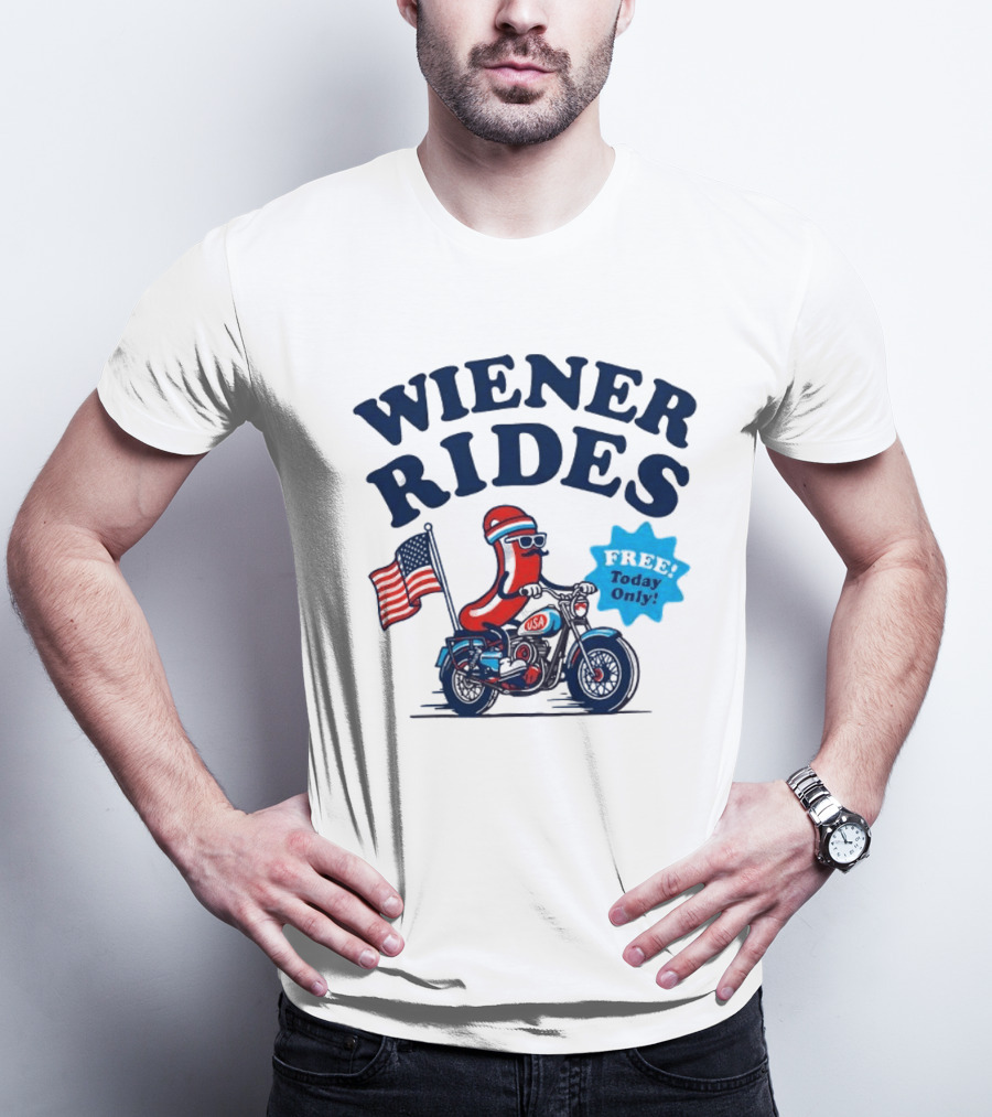 Wiener Rides 4th Of July Sausage Driving Motorbike Free Today Only 250th Anniversary T-Shirt