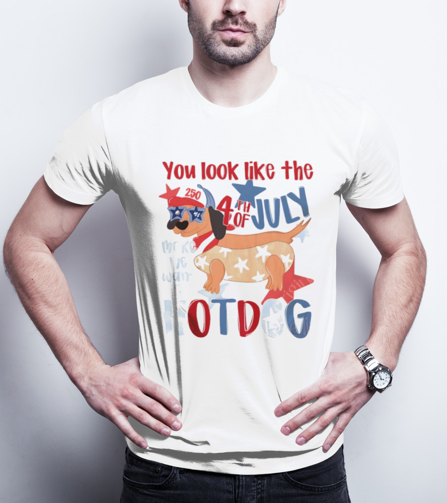 You Look Like The 4th Of July Make Me Want A Hotdog 2020 Dog Star Hat T-Shirt