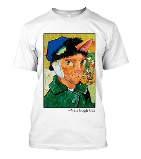 Cat In Van Gogh Style With Bandaged Ear Iconic Painting T-Shirt