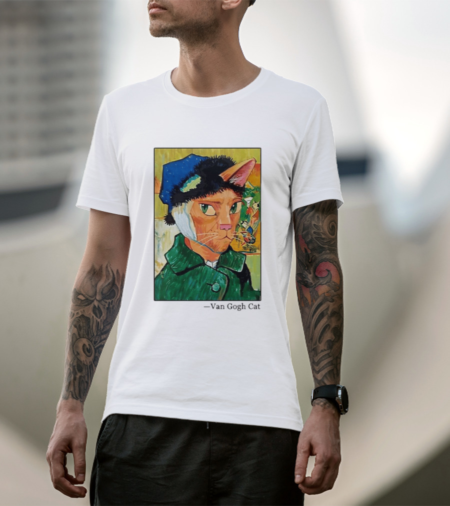 Cat In Van Gogh Style With Bandaged Ear Iconic Painting T-Shirt
