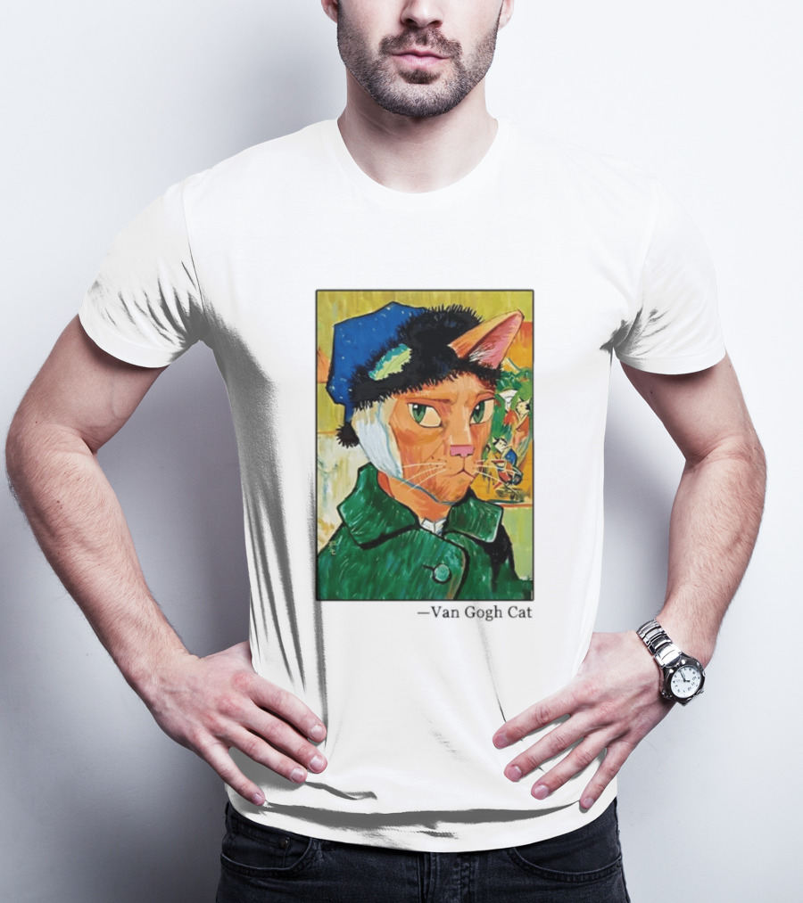 Cat In Van Gogh Style With Bandaged Ear Iconic Painting T-Shirt