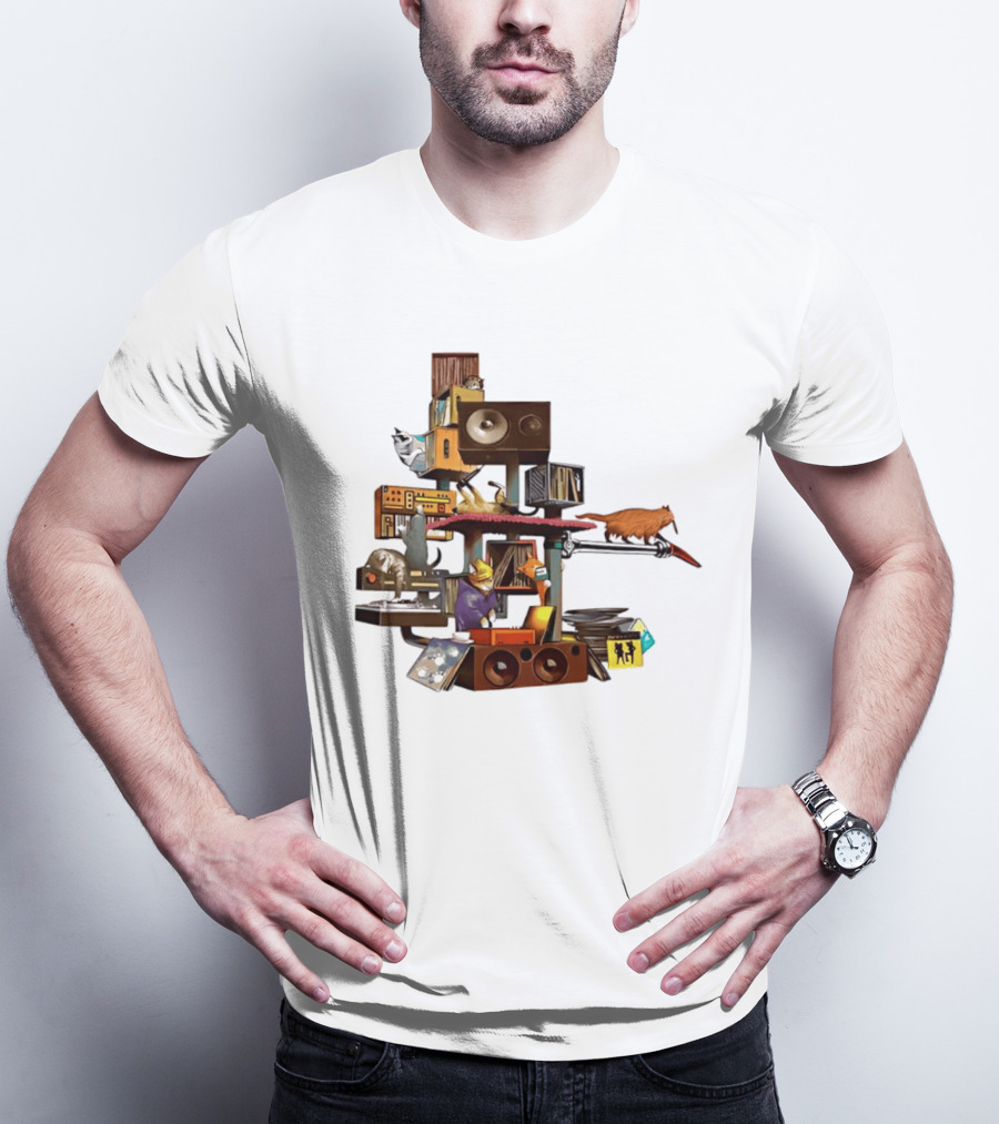 Cats Jamming With Crates And Music Gear T-Shirt