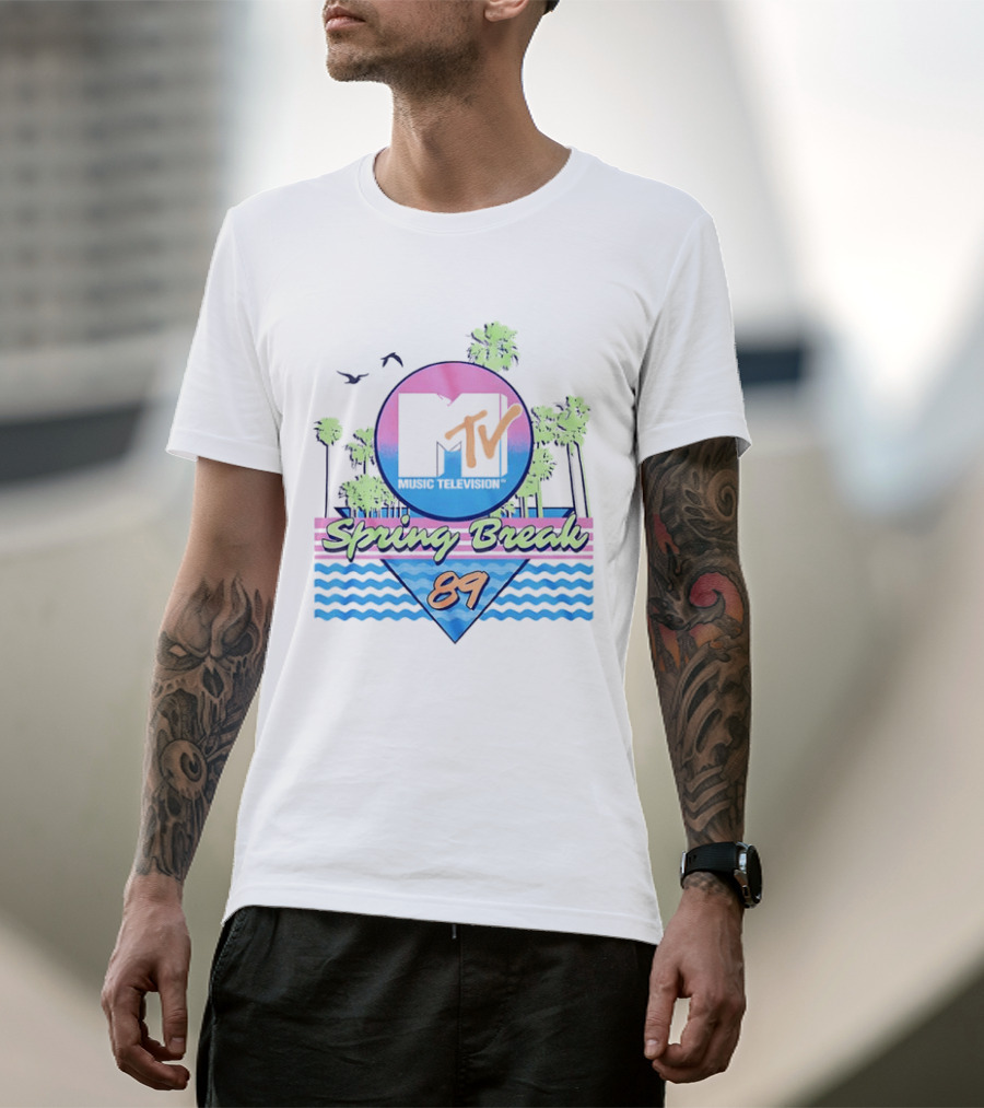 MTV Spring Break 89 Retro Vibe Palm Trees Vintage Aesthetic T-Shirt