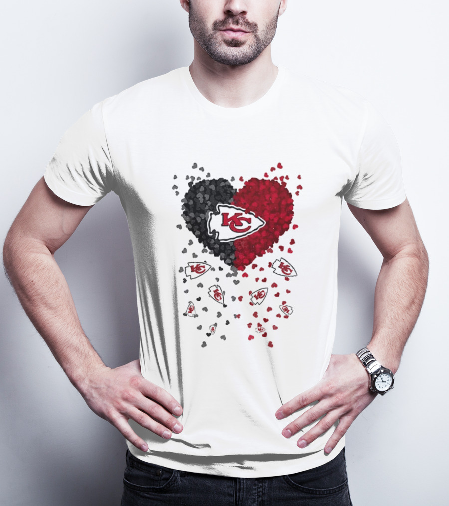 Heart KC Red Black 2026 Kansas City Chiefs Football T-Shirt