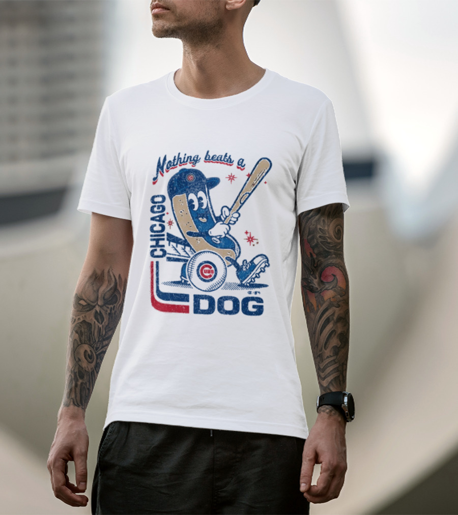Chicago Cubs Hot Dog Nothing Beats A Chicago Dog T-Shirt