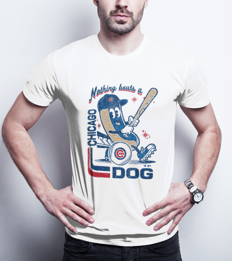 Chicago Cubs Hot Dog Nothing Beats A Chicago Dog T-Shirt