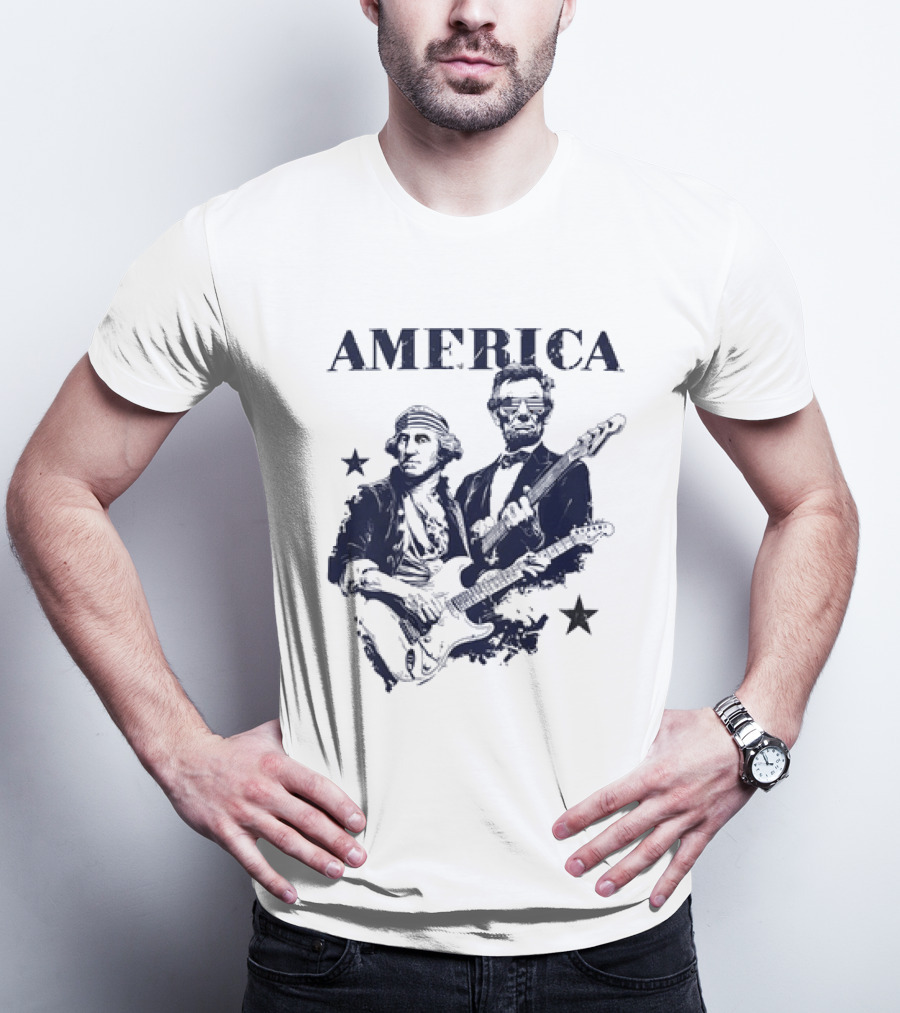 America George Washington Abraham Lincoln Presidential Rockstars 250 T-Shirt