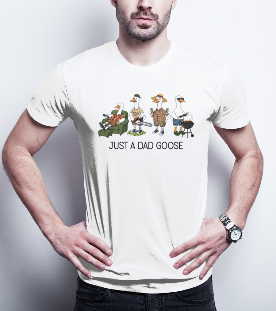 World's Okayest Dad Goose Just A Dad Goose Comic Silly Goose T-Shirt