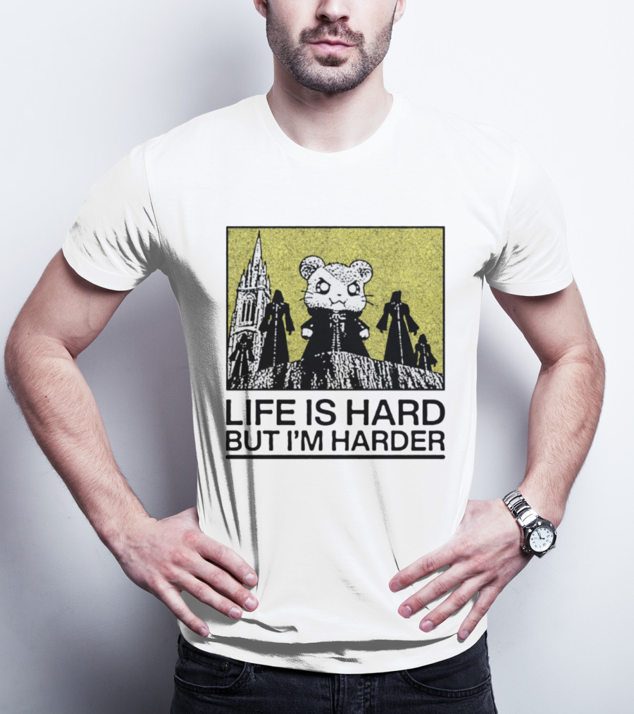 Hamtaro Life Is Hard But I'm Harder Gothic Style Tower And Figures T-Shirt