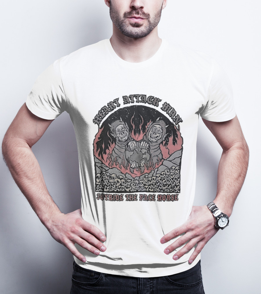 Heart Attack Man Joyride The Pale Horse Skulls Fire Red Flames T-Shirt