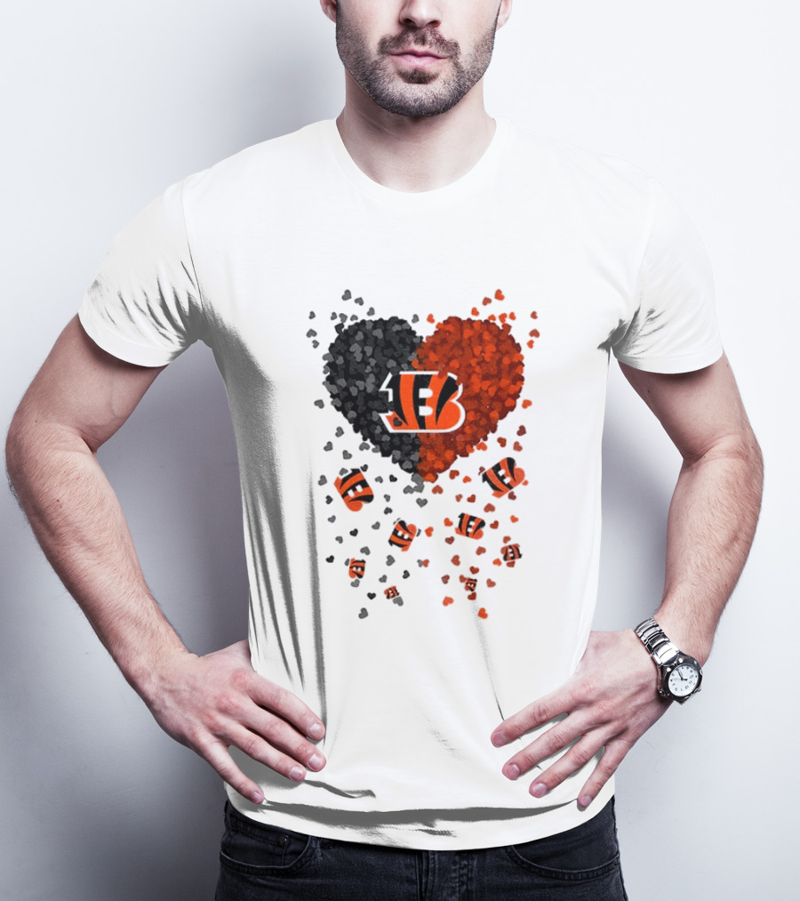 Cincinnati Bengals Heart 2026 Football Fan Love Collection T-Shirt