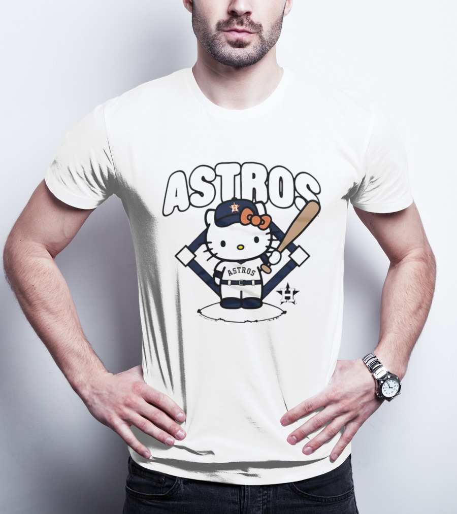 Hello Kitty Astros Baseball Collaboration With Bat And Cap T-Shirt