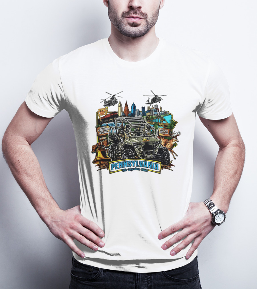 Pennsylvania The Keystone State Adventure Skyline Wildlife And City Landmarks T-Shirt