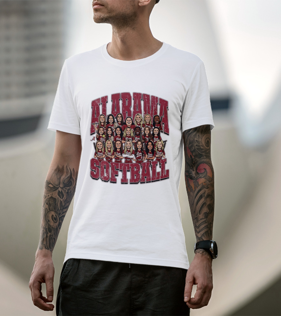 Crimson Tide Softball Alabama Team Caricature Players T-Shirt