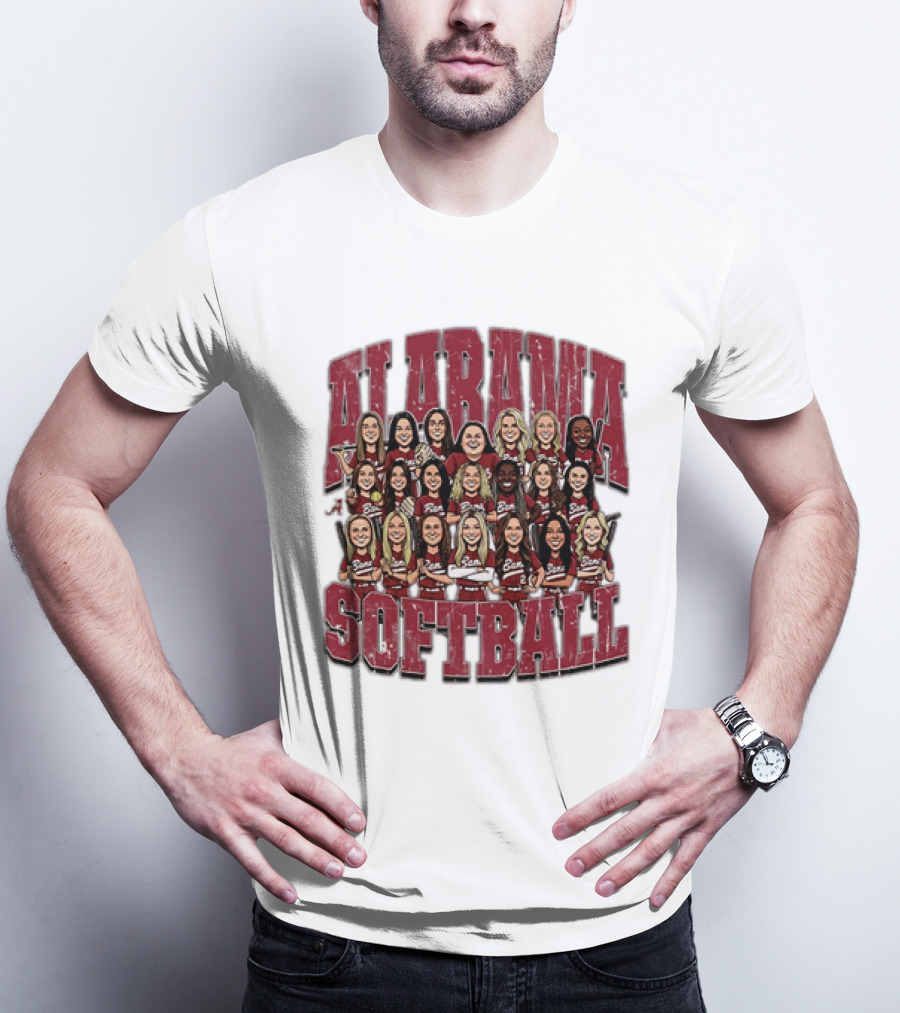 Crimson Tide Softball Alabama Team Caricature Players T-Shirt