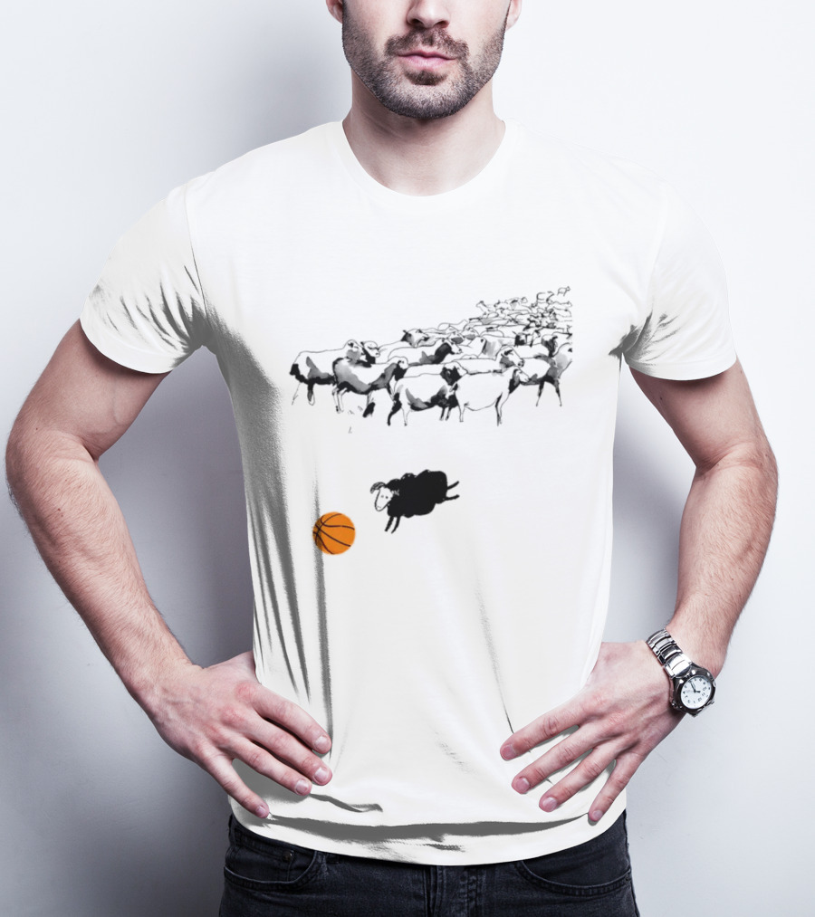 Triple Threat Sleep Basketball Sheep Herd Orange Ball T-Shirt