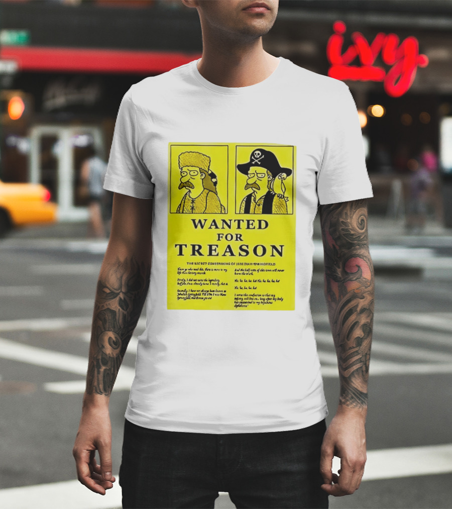 Wanted For Treason Kirk Van Houten Pirate And Russian Hat Cartoon Wanted T-Shirt