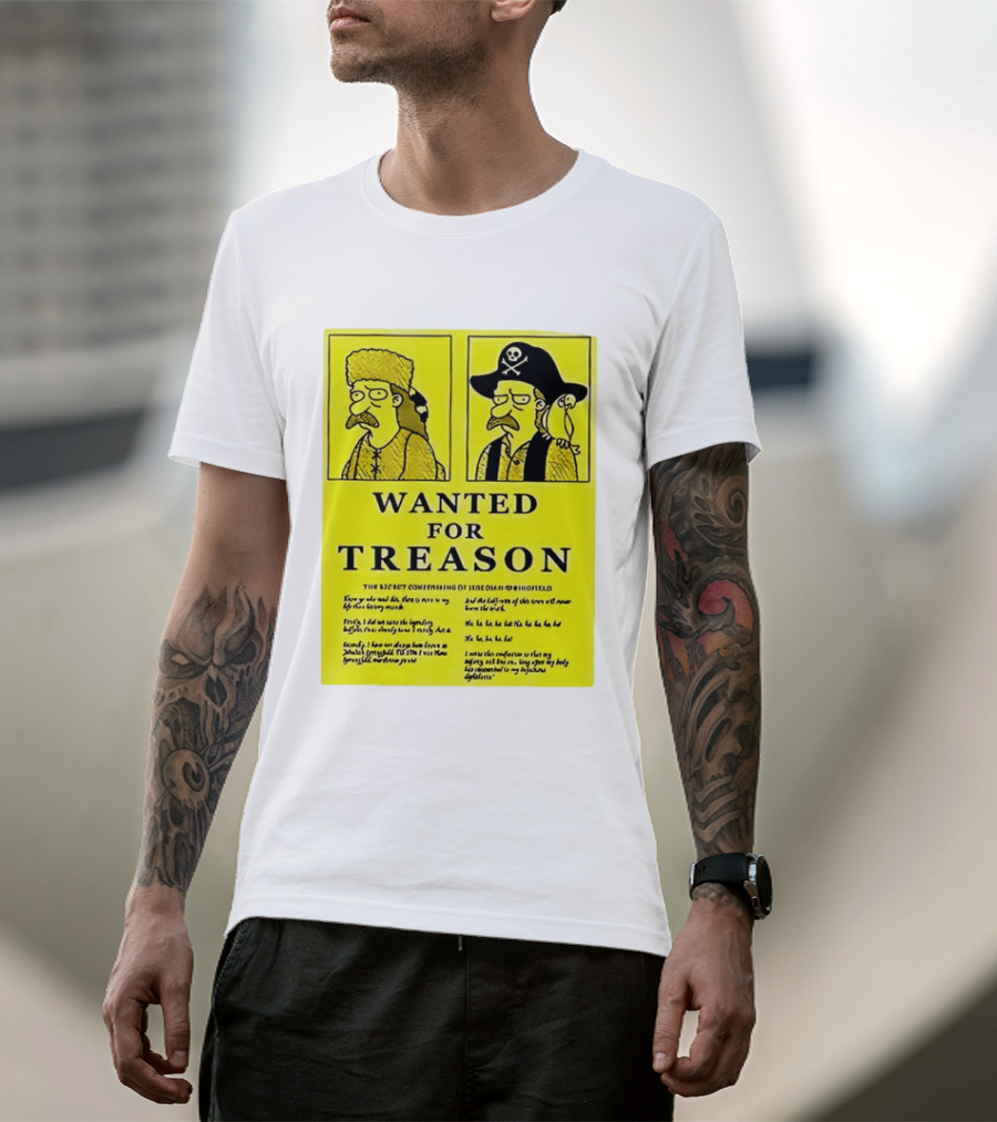 Wanted For Treason Kirk Van Houten Pirate And Russian Hat Cartoon Wanted T-Shirt