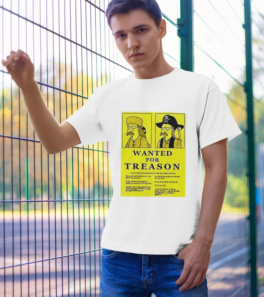 Wanted For Treason Kirk Van Houten Pirate And Russian Hat Cartoon Wanted T-Shirt