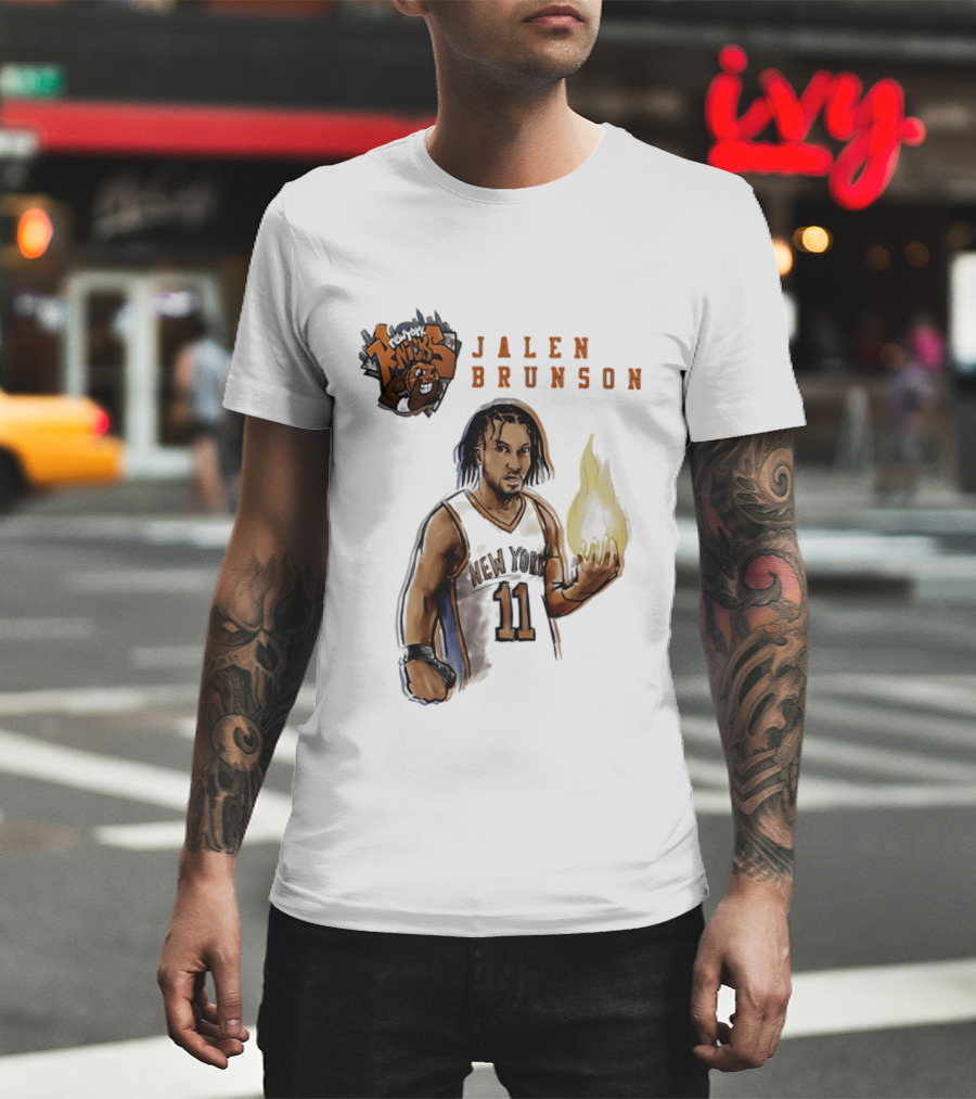 New York Knicks Jalen Brunson Flame 11 T-Shirt