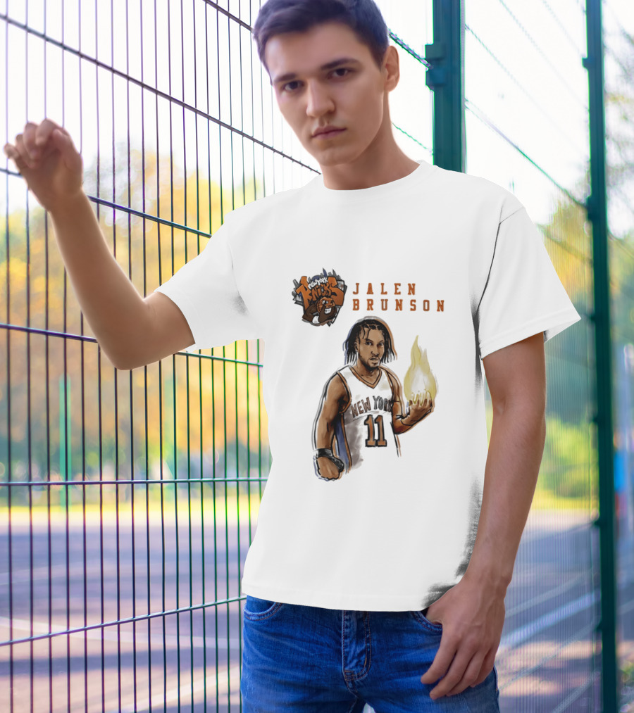 New York Knicks Jalen Brunson Flame 11 T-Shirt