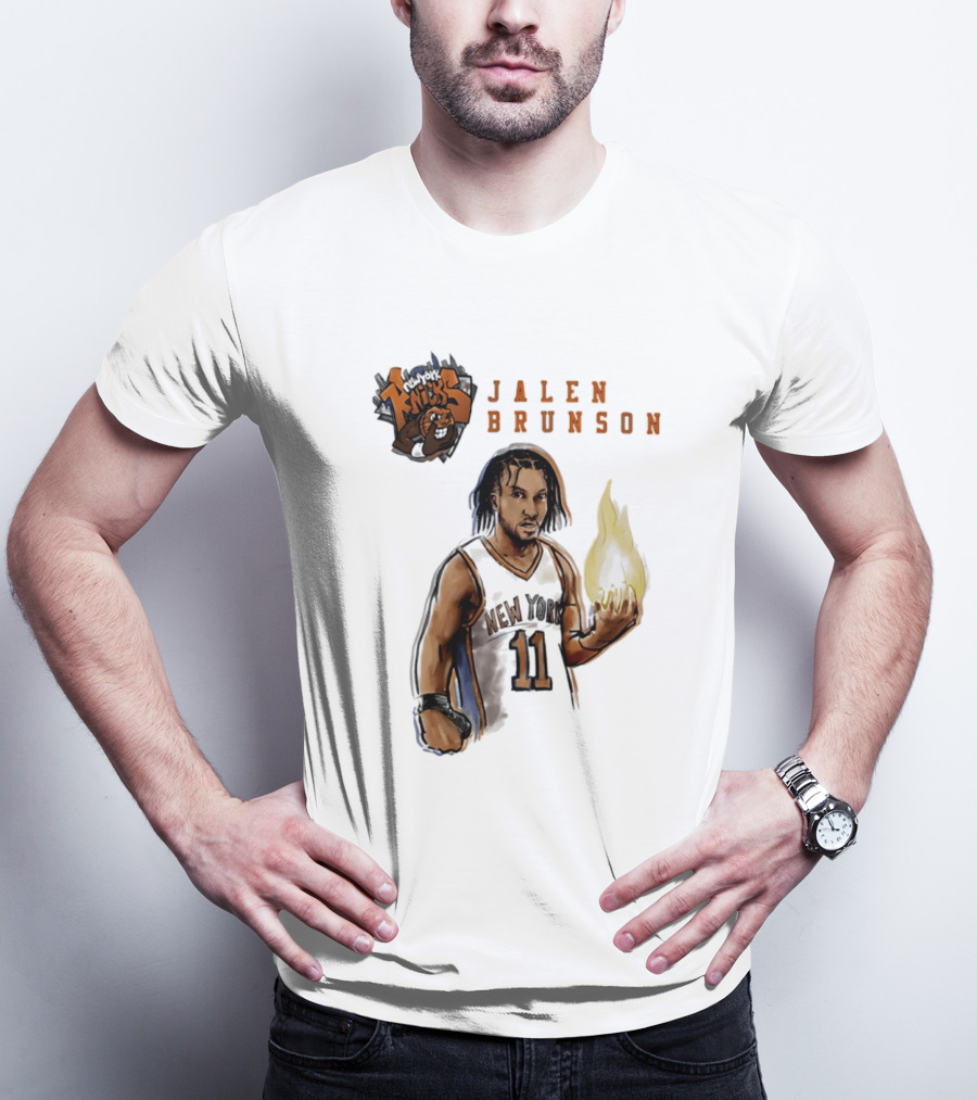 New York Knicks Jalen Brunson Flame 11 T-Shirt