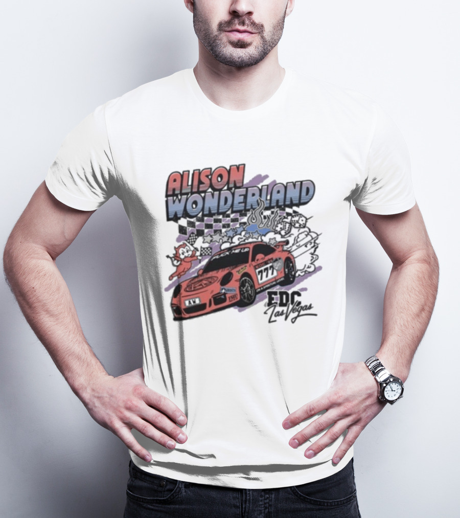 Alison Wonderland Racing 777 EDC Las Vegas Checkered Pink Car T-Shirt