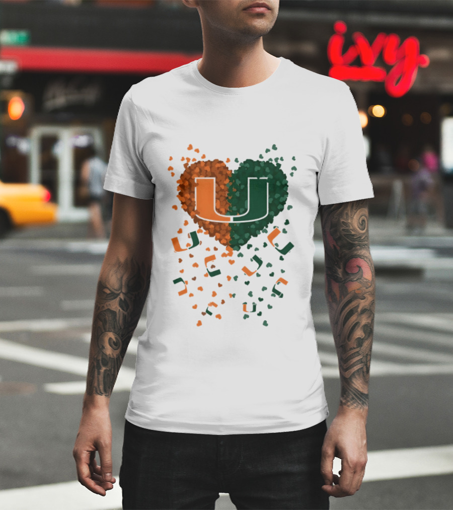 Heart Of Miami Hurricanes 2026 U Logo Football Celebration T-Shirt
