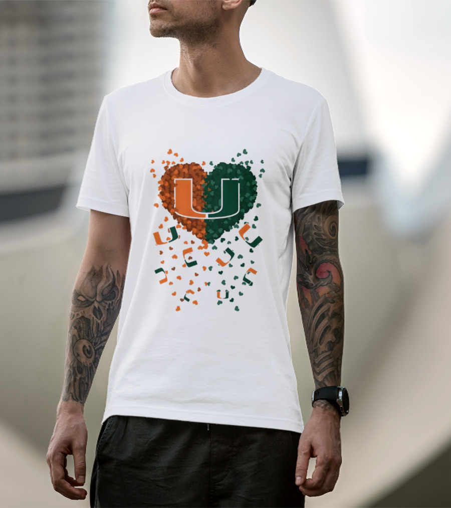 Heart Of Miami Hurricanes 2026 U Logo Football Celebration T-Shirt