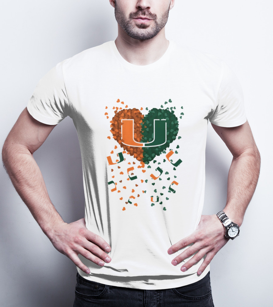 Heart Of Miami Hurricanes 2026 U Logo Football Celebration T-Shirt