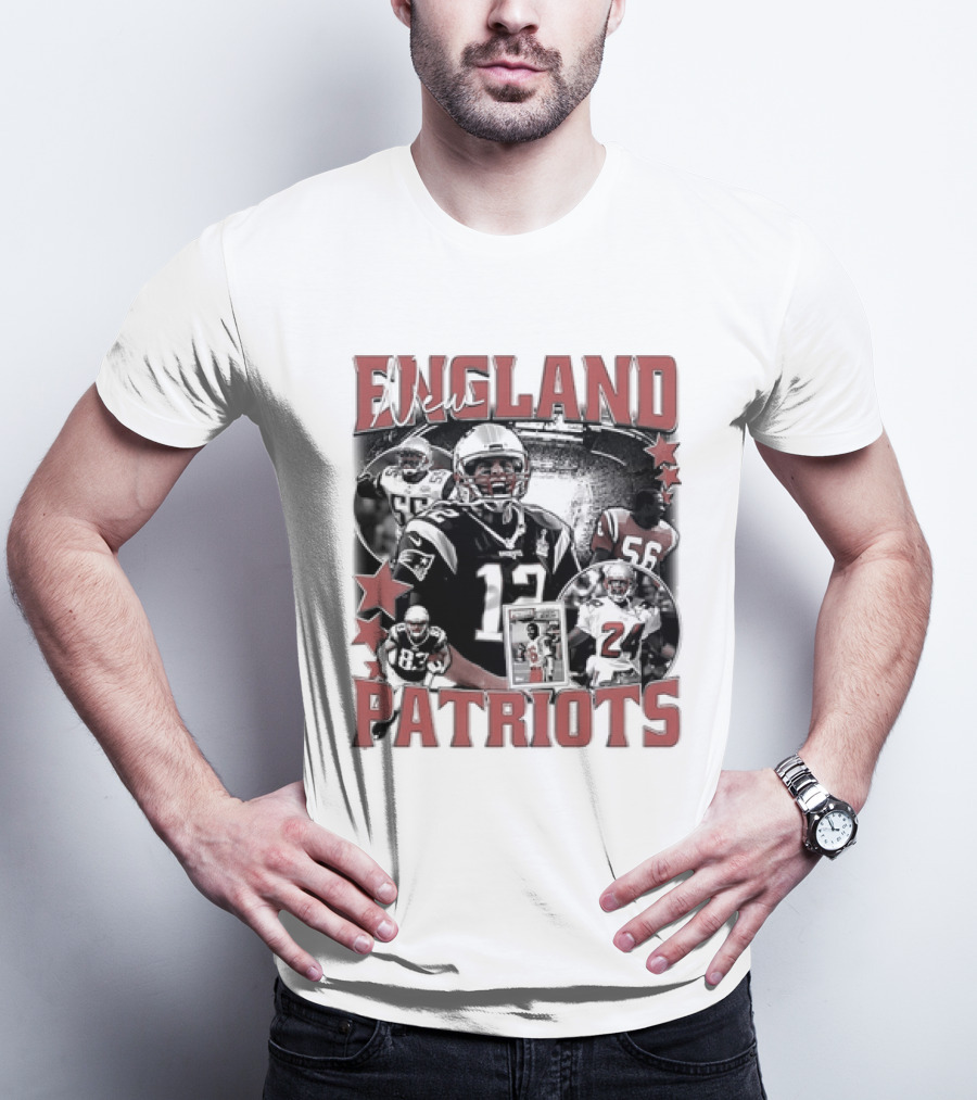 New England Patriots Vintage 90s Football Style Bootleg T-Shirt