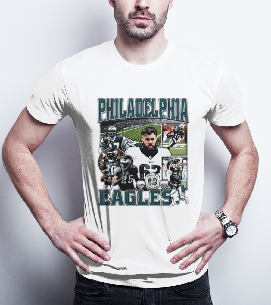 Philadelphia Eagles Football 90s Bootleg Players Collage T-Shirt