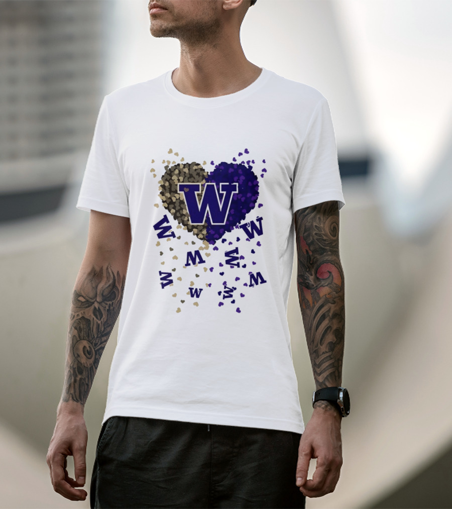 W Washington Huskies Heart 2026 Football Celebration T-Shirt