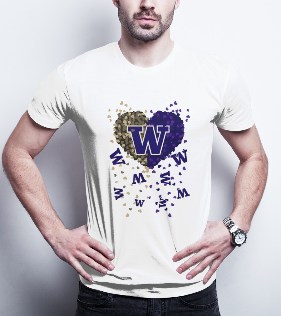 W Washington Huskies Heart 2026 Football Celebration T-Shirt