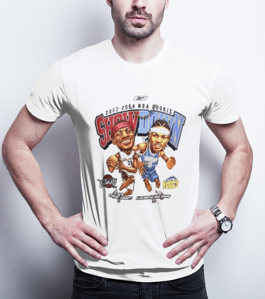 2003 2004 NBA Rookie Showdown LeBron James Carmelo Anthony Cavaliers Nuggets T-Shirt
