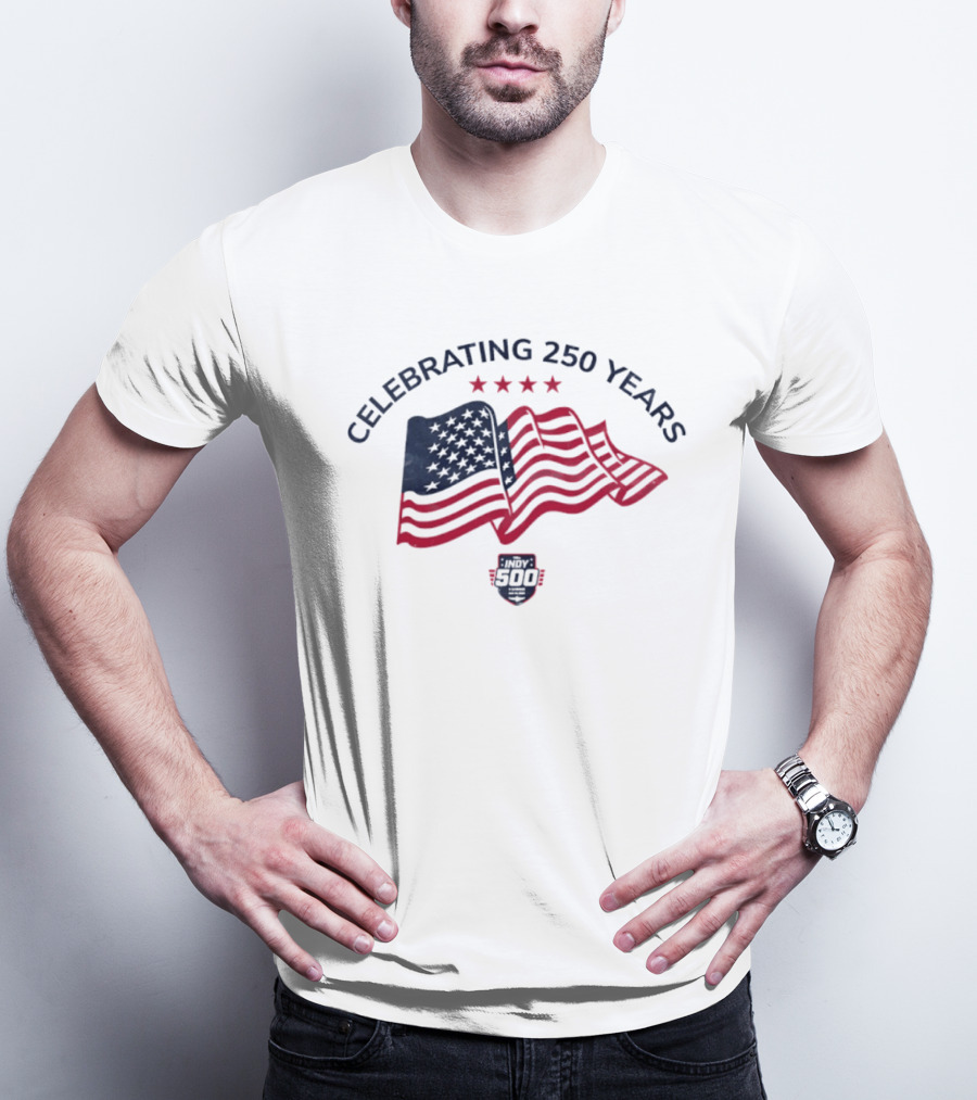 Indianapolis Motor Speedway Indy 500 Celebrating 250 Years With American Flag And Stars T-Shirt