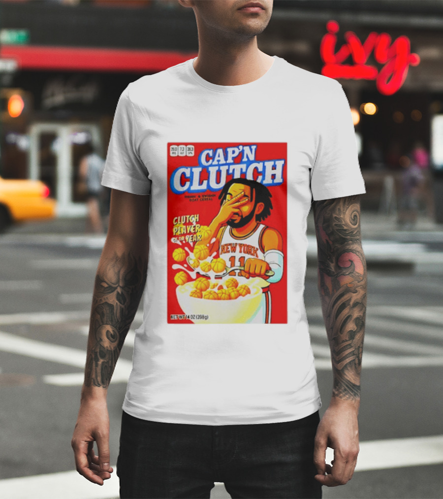 Cap'n Clutch New York Knicks Clutch Player Of The Year Cereal Box T-Shirt