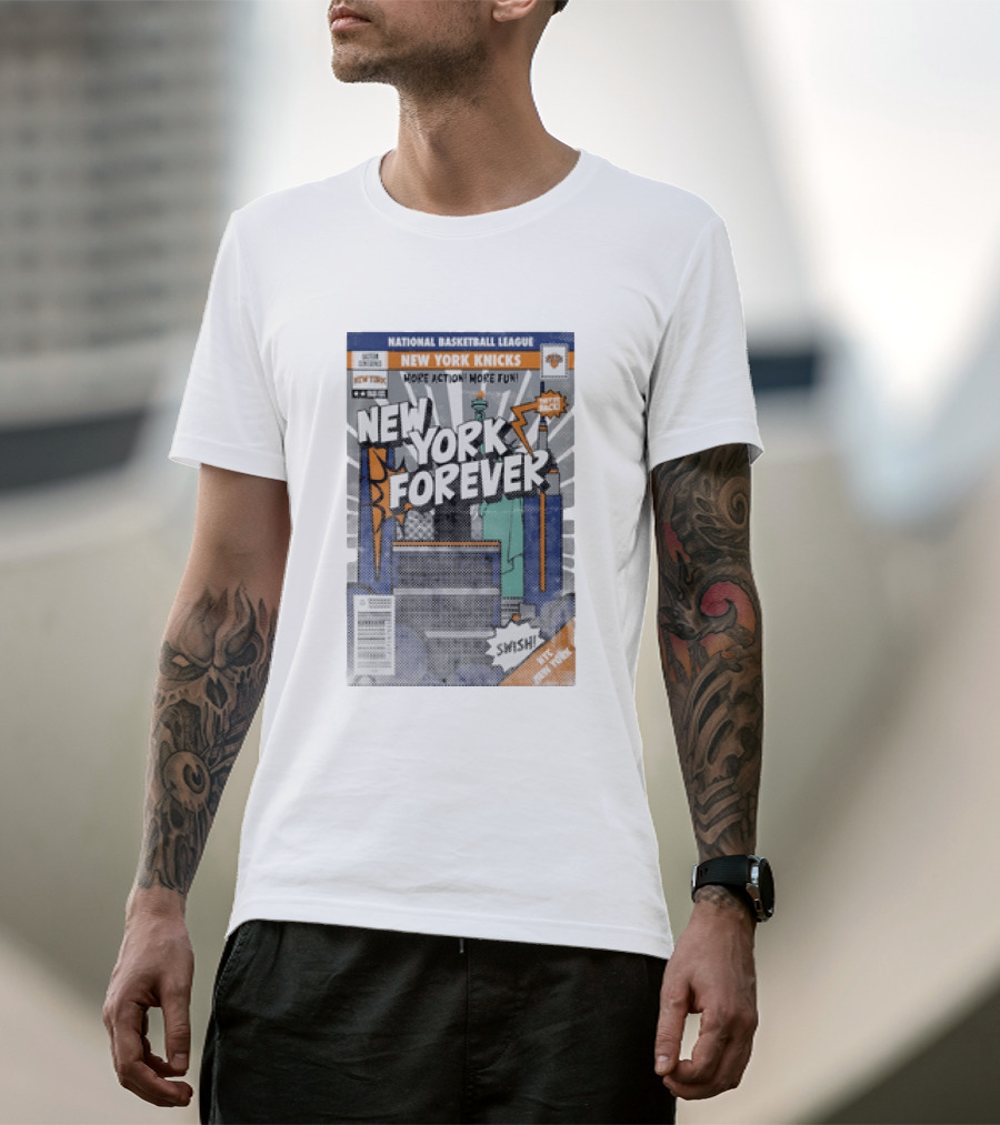 New York Knicks National Basketball League New York Forever Comic Book Style Swish NYC Basketball Fun T-Shirt