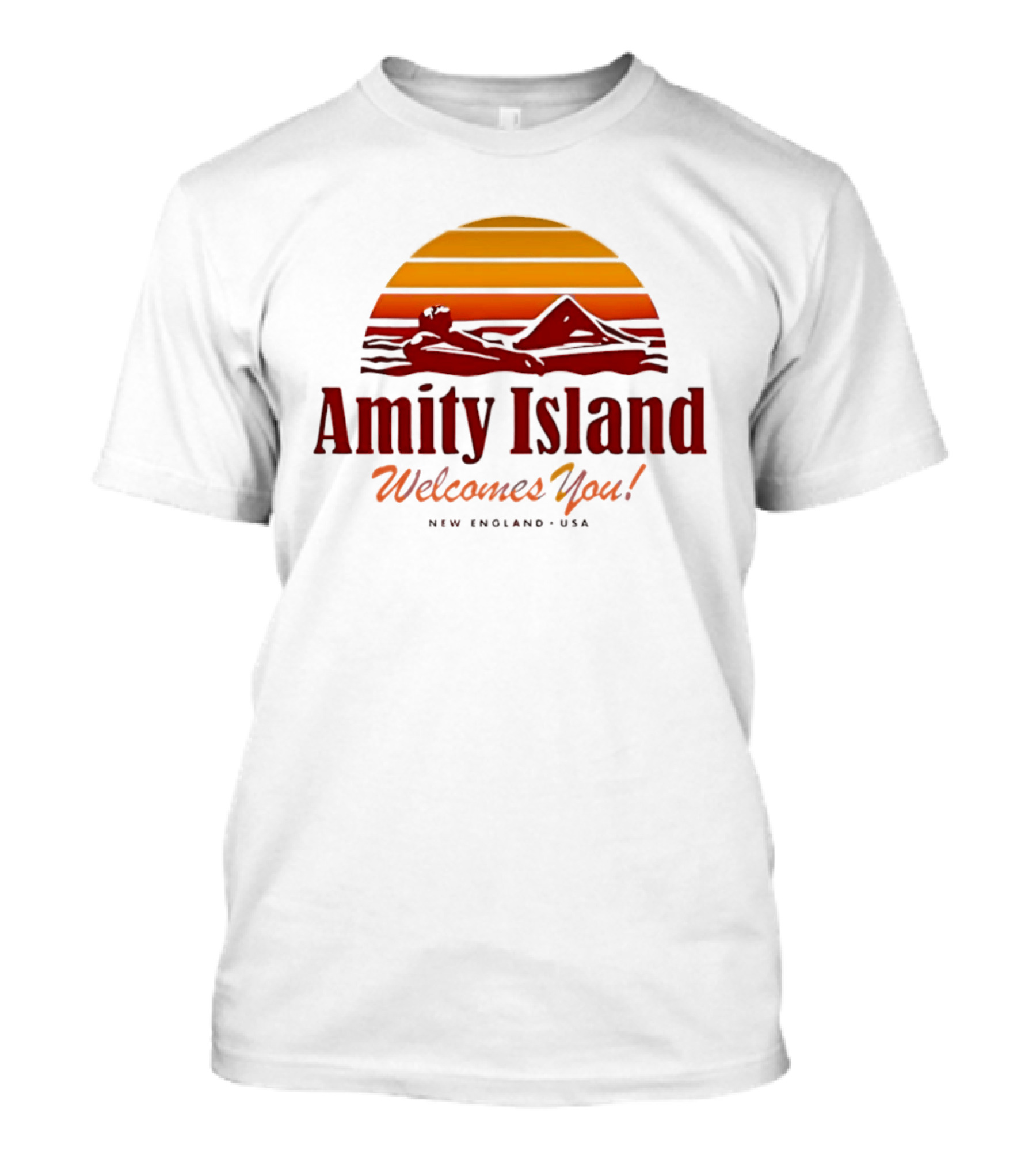 Amity Island Welcomes You New England USA Sunset Scene T-Shirt