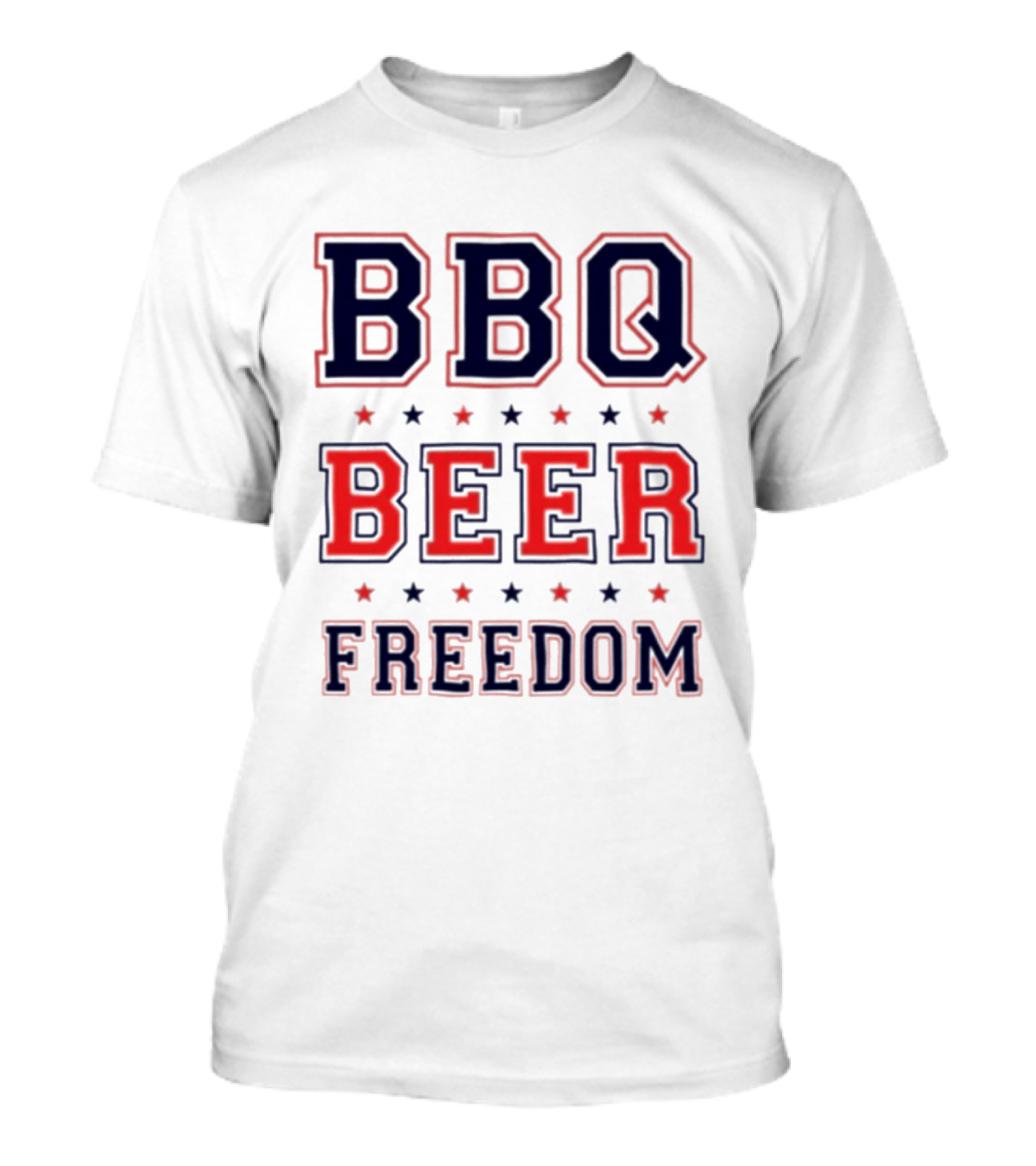 BBQ Beer Freedom Stars Bold Text Patriotic T-Shirt