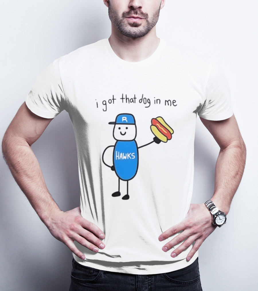 Edmonton Riverhawks I Got That Dog In Me Hot Dog Baseball Stick Figure T-Shirt