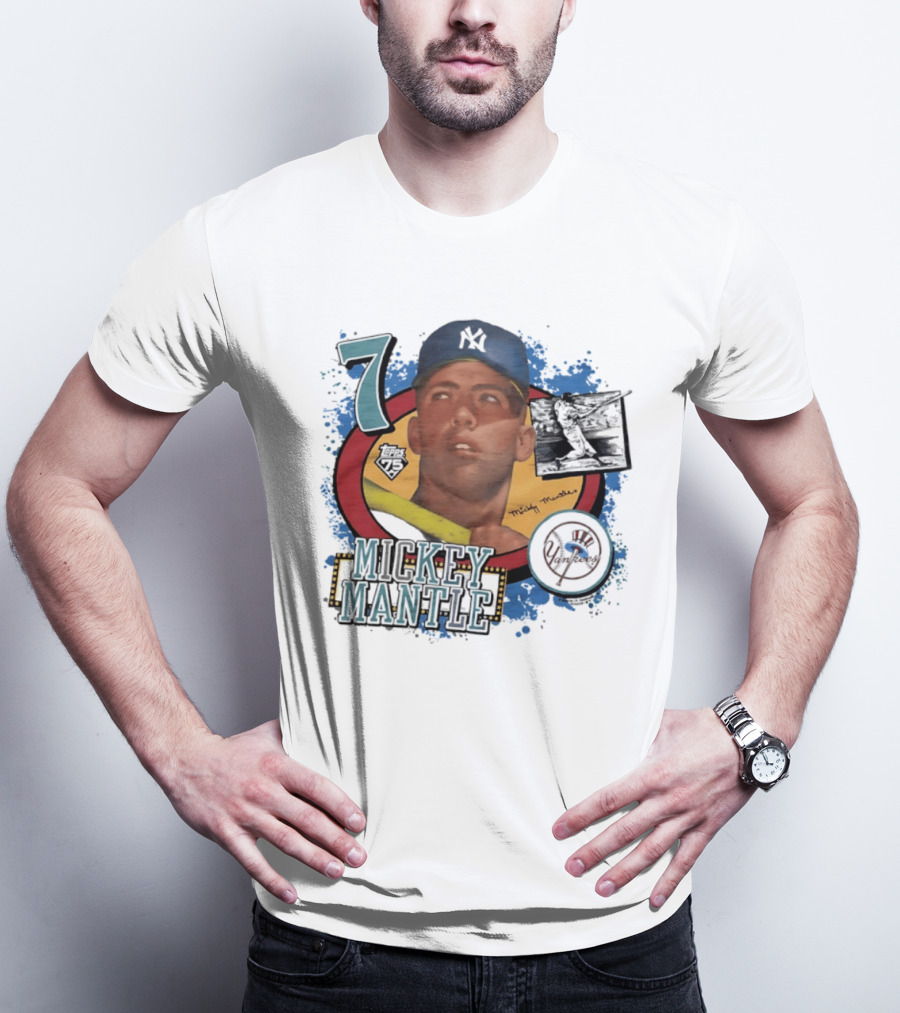 Mickey Mantle 7 Yankees Baseball T-Shirt