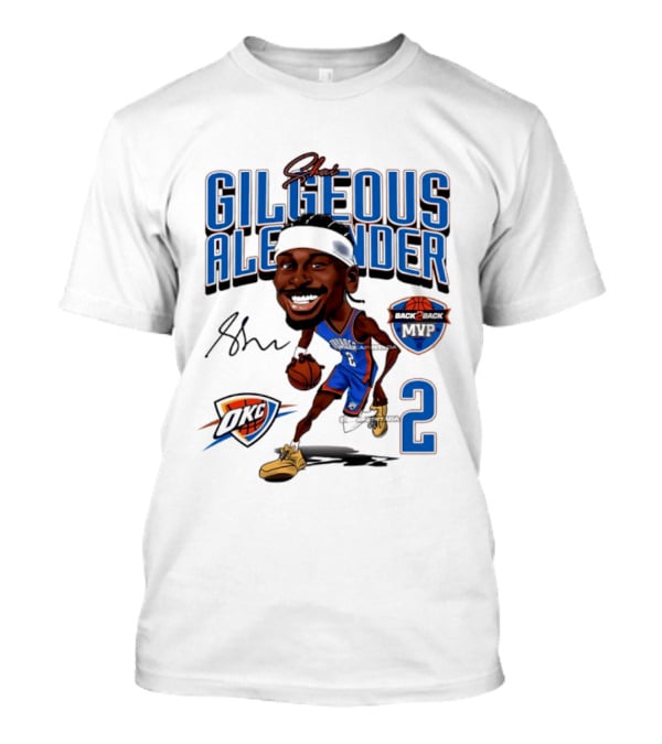 Shai Gilgeous Alexander OKC Thunder Back 2 Back MVP Number 2 Caricature T-Shirt