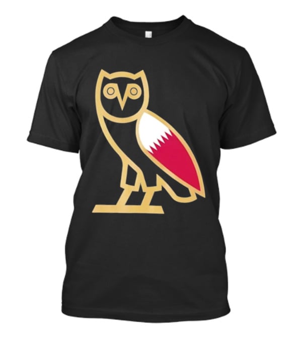OVO Owl Gold Outline Qatar Flag Wing T-Shirt