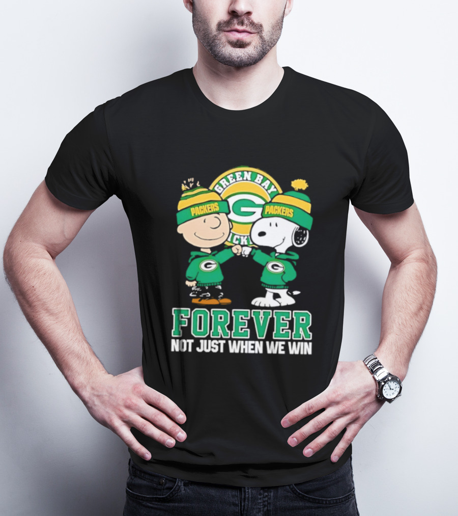 Peanuts Charlie Brown Snoopy Green Bay Packers Forever Not Just When We Win T-Shirt