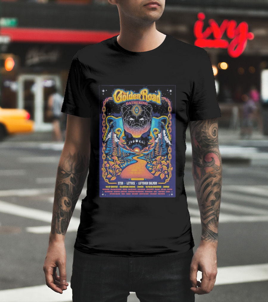 Golden Road Gathering Placerville May 2026 STS9 Lettuce Leftover Salmon The Hip Abduction The Brothers Comatose Cymafunk The Polish Ambassador Boombox T-Shirt