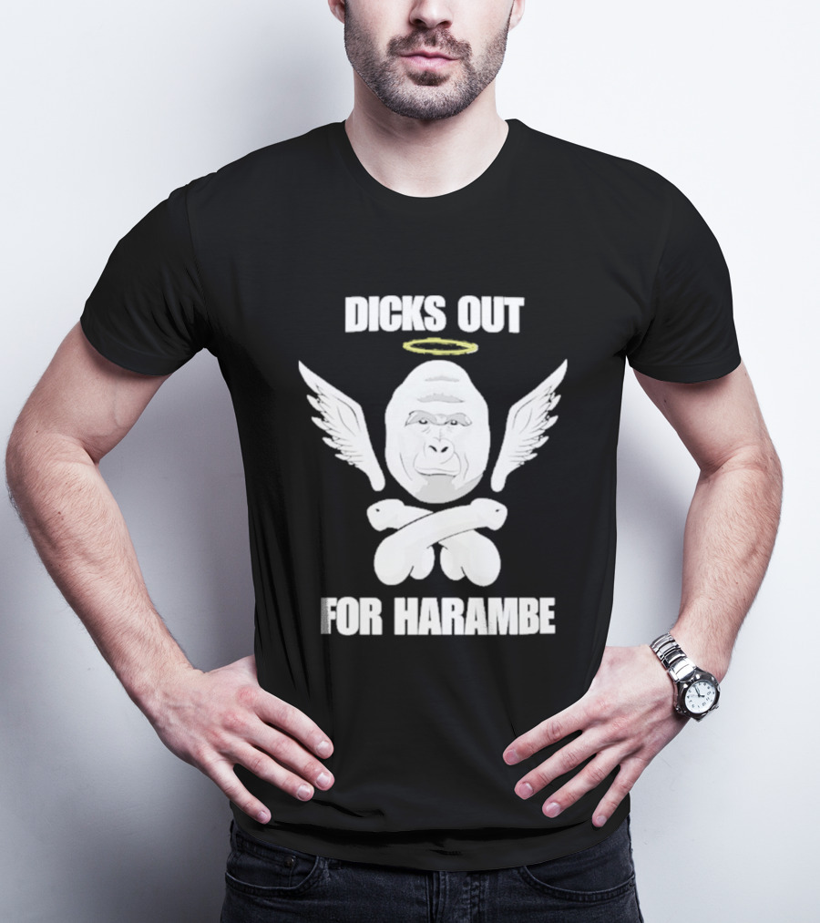 Gorilla With Wings Halo Dicks Out For Harambe T-Shirt