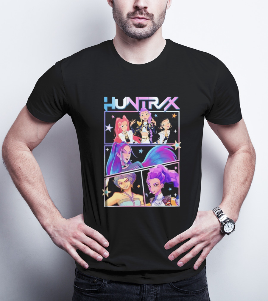 Huntrix Anime Character Panel Demon Hunter T-Shirt